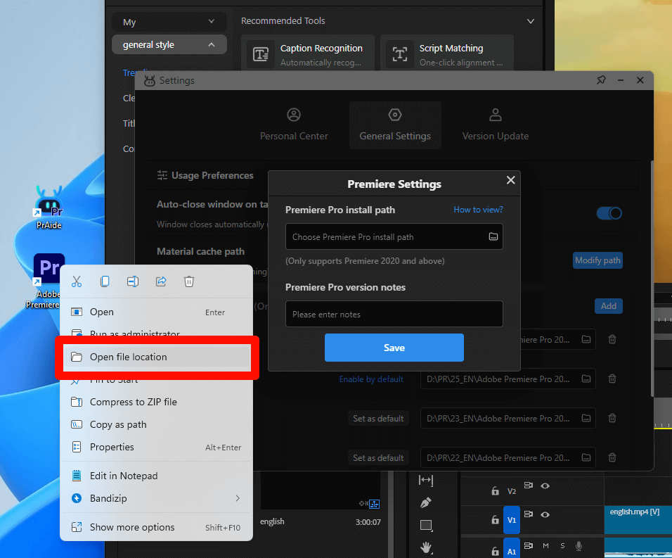 Linking Premiere Pro with PrAide - pr aideart