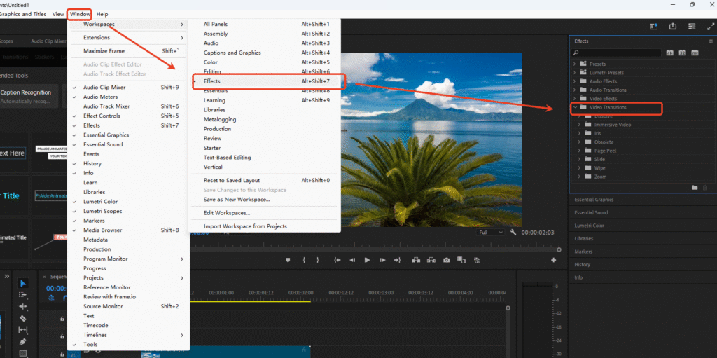 Basic Pr Transition Tutorial + PrAide: Four Commonly Used Transitions ...